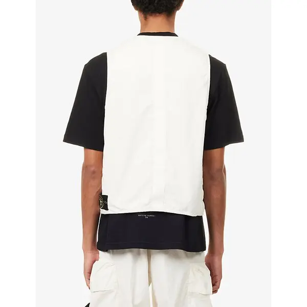 Stone Island Compass-badge Ripstop Utility Zip-up Cotton-blend Gilet