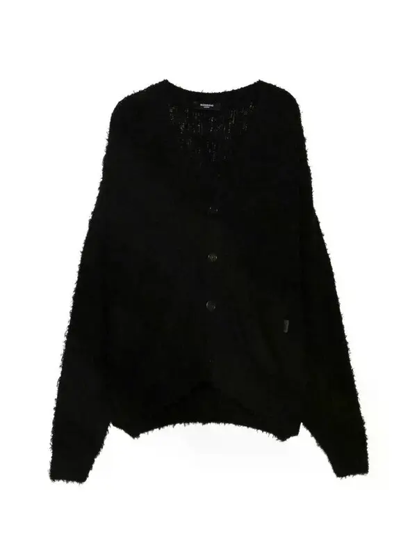 SONGZIO Hairy V-neck Cardigan - Black
