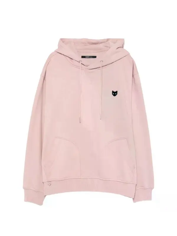 SONGZIO Logo-patched Long-sleeve Hoodie - Pink