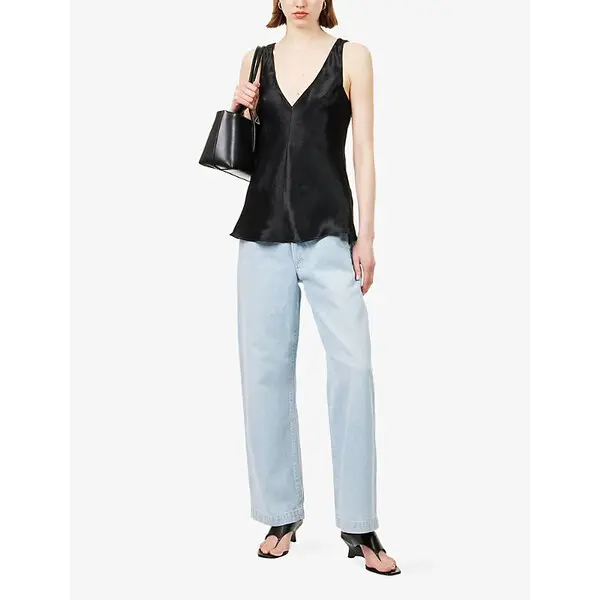 AGOLDE X Maria Mcmanus Deep V-neck Satin Tunic Top
