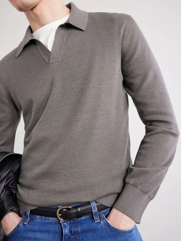 Zegna Silk And Cashmere-blend Polo Shirt - Green