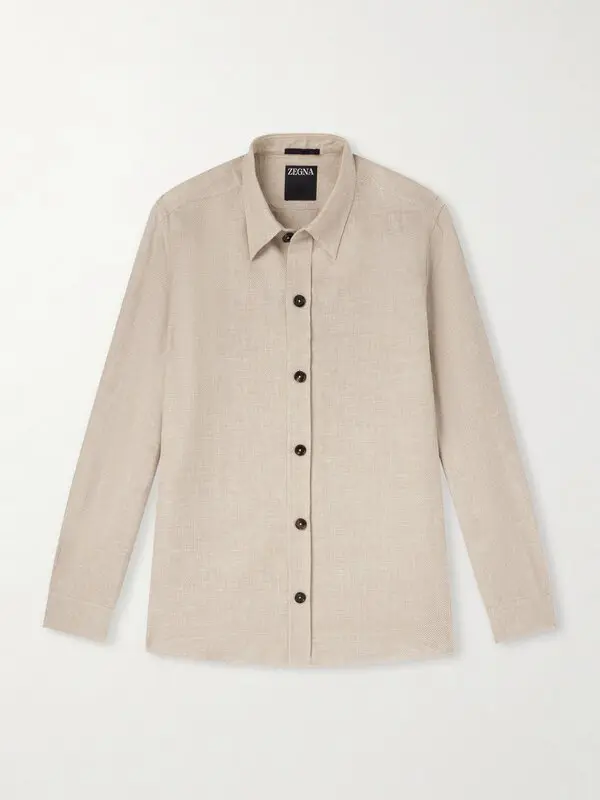 Zegna Cashmere, Linen And Silk-blend Overshirt - Neutrals
