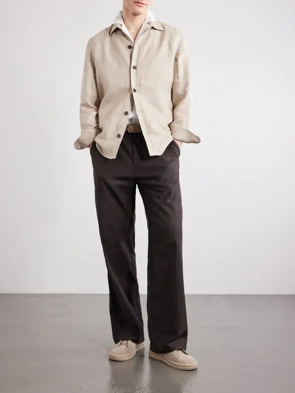 Zegna Cashmere, Linen And Silk-blend Overshirt - Neutrals