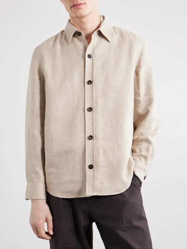 Zegna Cashmere, Linen And Silk-blend Overshirt - Neutrals