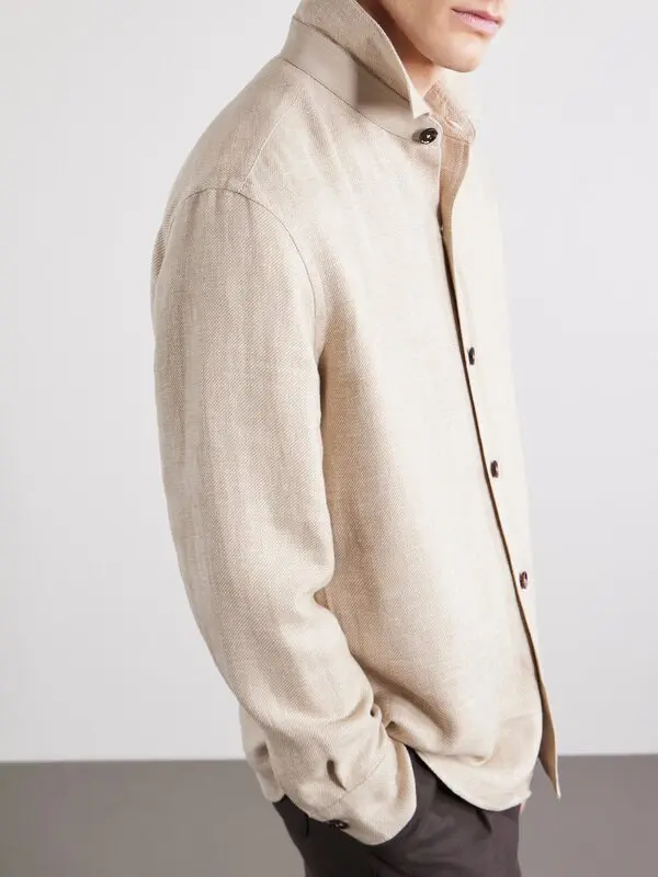 Zegna Cashmere, Linen And Silk-blend Overshirt - Neutrals