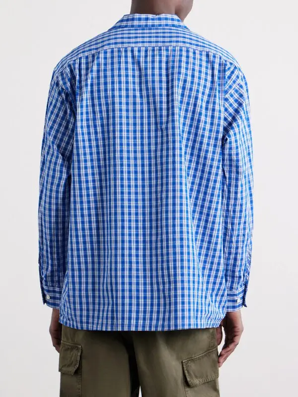 BEAMS Camp-collar Checked Cotton Shirt