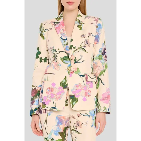 TAHARI ASL Floral Blazer - Sand Peach