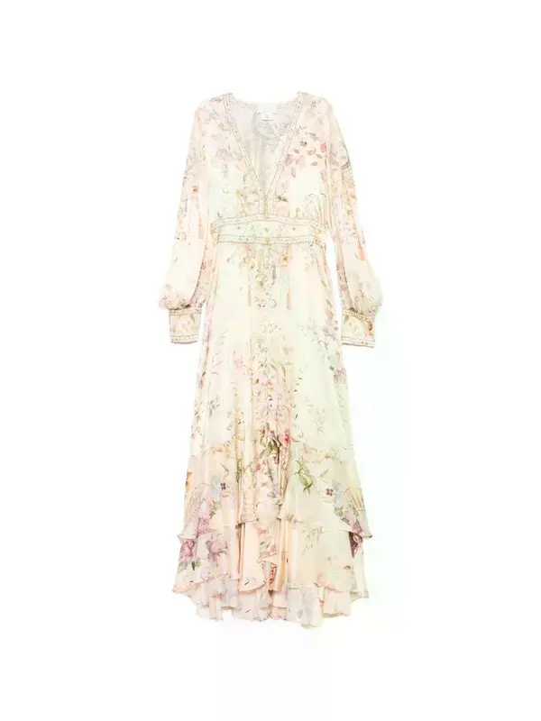 Camilla Adorned In Aranjuez Floral-print Maxi Dress - Neutrals