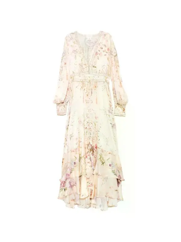 Camilla Adorned In Aranjuez Floral-print Maxi Dress - Neutrals