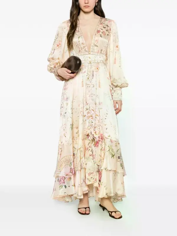 Camilla Adorned In Aranjuez Floral-print Maxi Dress - Neutrals