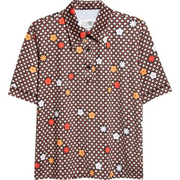 MAISON MARGIELA Floral Polo - Black/red