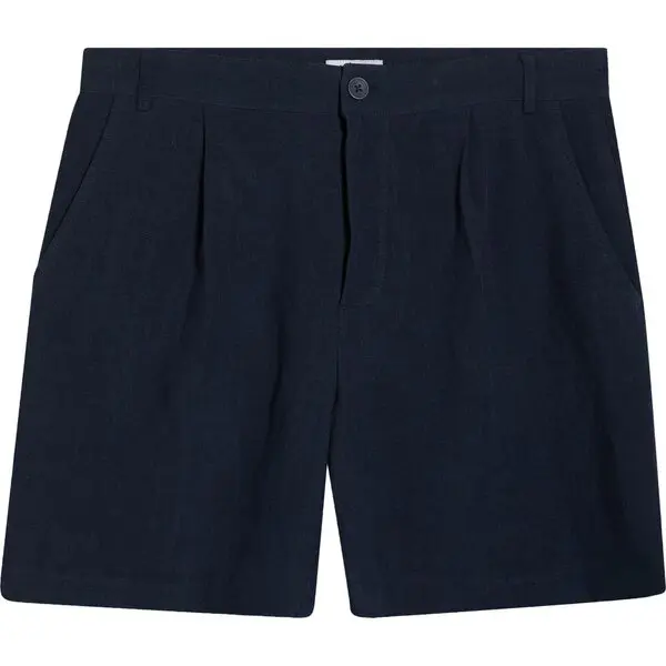 PERCIVAL Pleated Linen Shorts - Navy