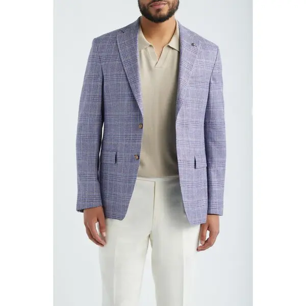 JACK VICTOR Mcallen Plaid Cotton & Silk Blend Sport Coat - Berry