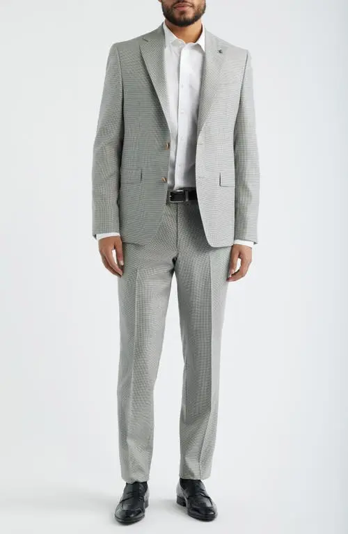 JACK VICTOR Esprit Contemporary Fit Micro Houndstooth Super 130s Wool Suit - Light Grey