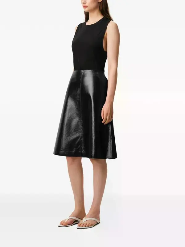 AMI Paris Lamb Leather Midi Trapeze Skirt