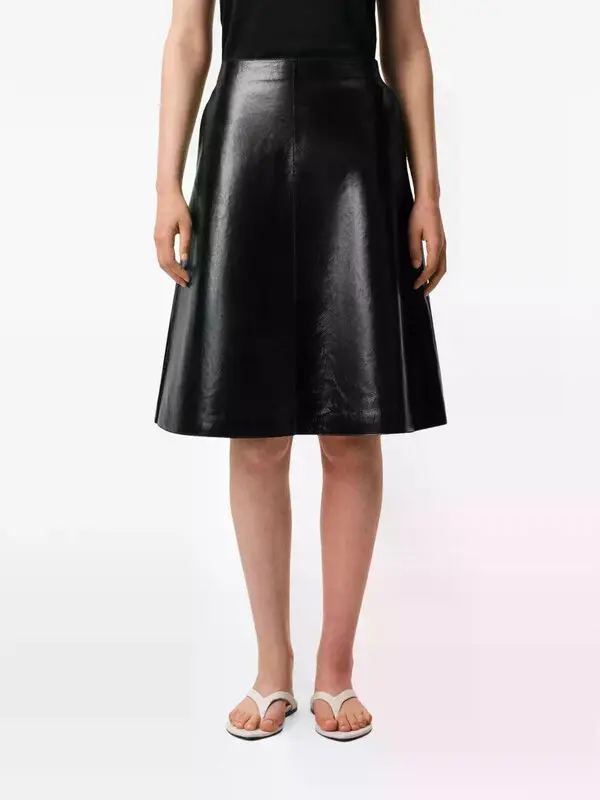 AMI Paris Lamb Leather Midi Trapeze Skirt
