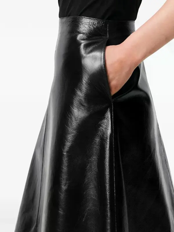 AMI Paris Lamb Leather Midi Trapeze Skirt