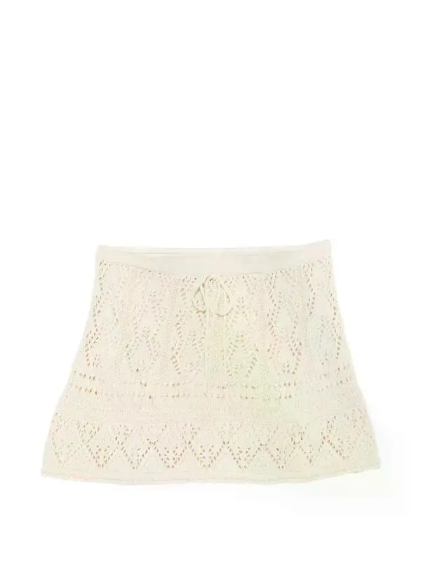ANIYE BY Pointelle-knit Drawstring Mini Skirt - Neutrals