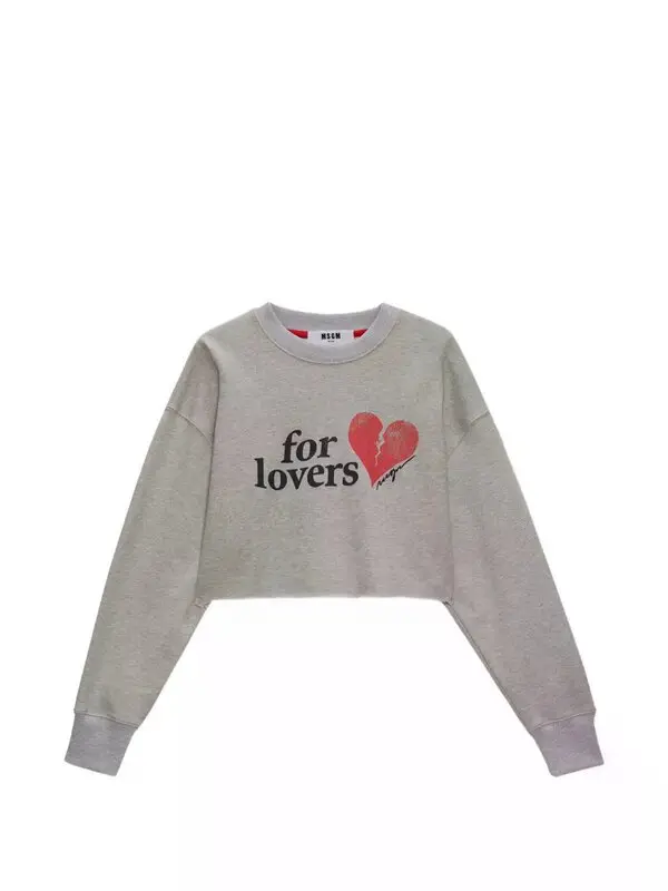 MSGM Heart Cropped Sweatshirt - Grey