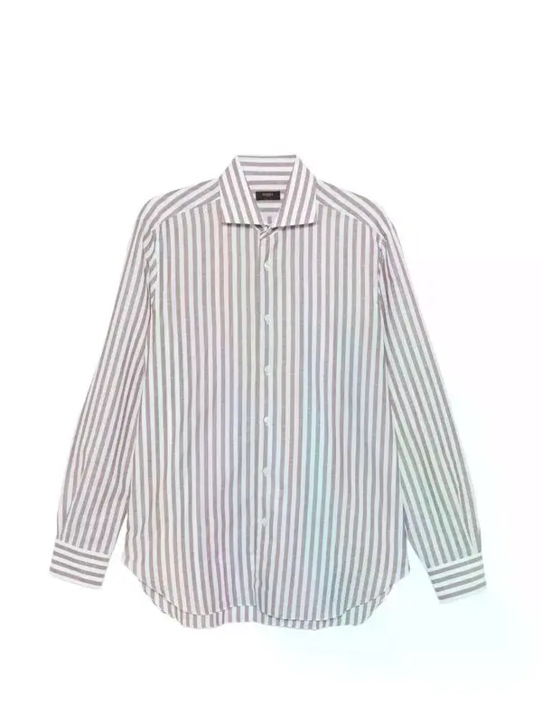 BARBA NAPOLI Striped Long-sleeve Shirt - Brown