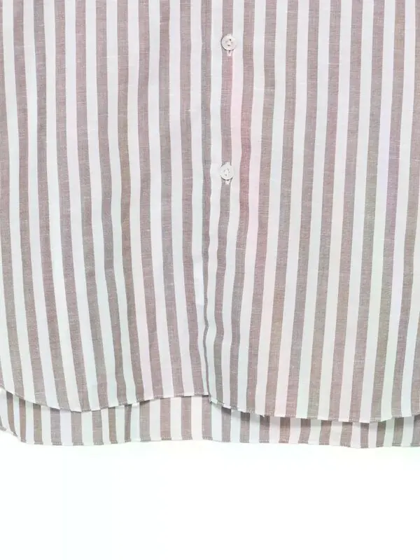 BARBA NAPOLI Striped Long-sleeve Shirt - Brown