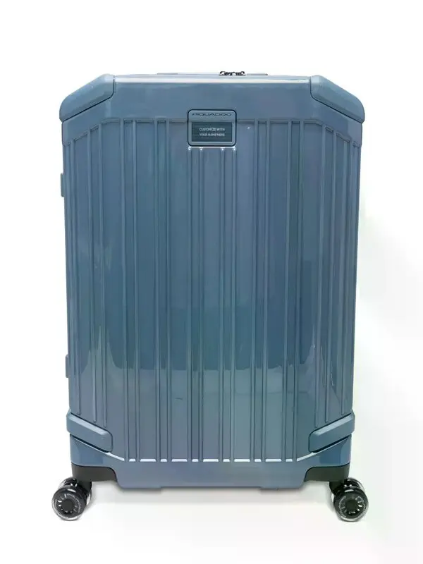 PIQUADRO 4-wheel Ribbed Suitcase - Blue