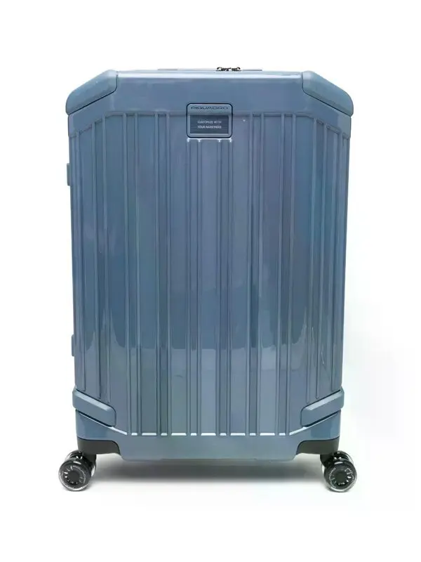 PIQUADRO 4-wheel Ribbed Suitcase - Blue