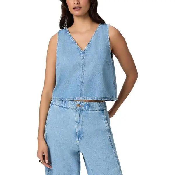 Paige Zola Back-tie Crop Denim Top - Revolution
