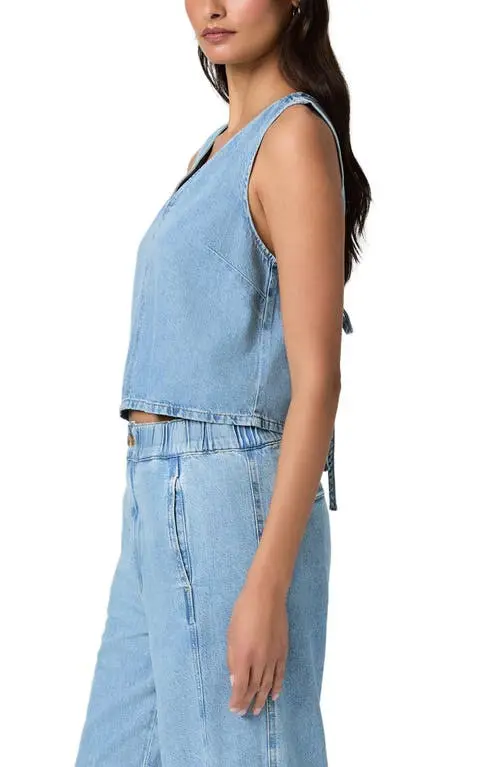 Paige Zola Back-tie Crop Denim Top