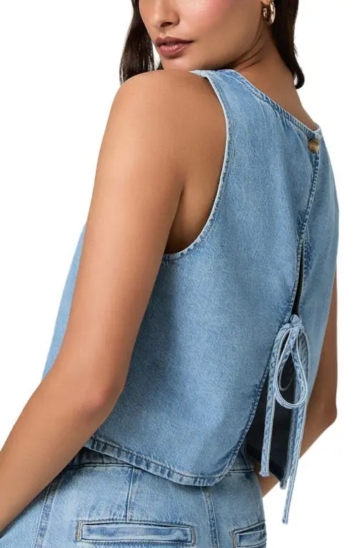 Paige Zola Back-tie Crop Denim Top