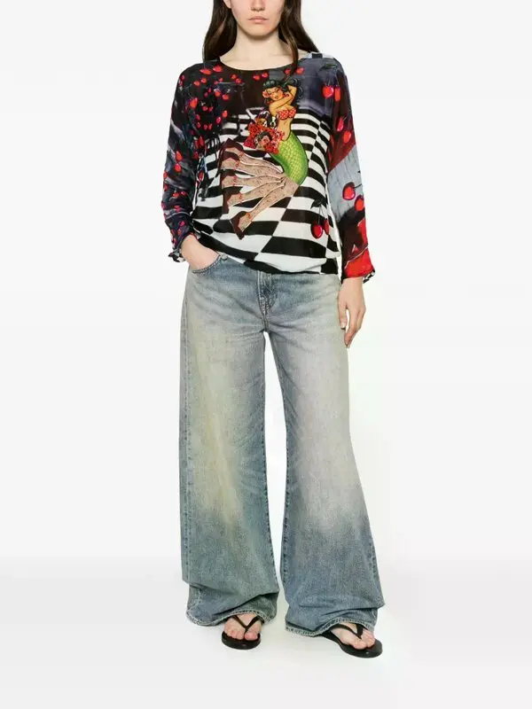 The Artistylist Graphic-print Checkered Blouse