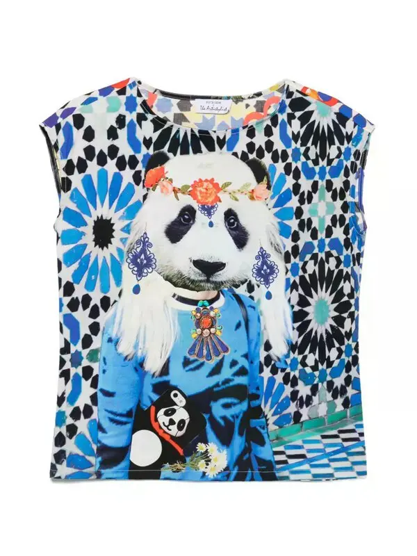 The Artistylist Panda-print Cotton T-shirt