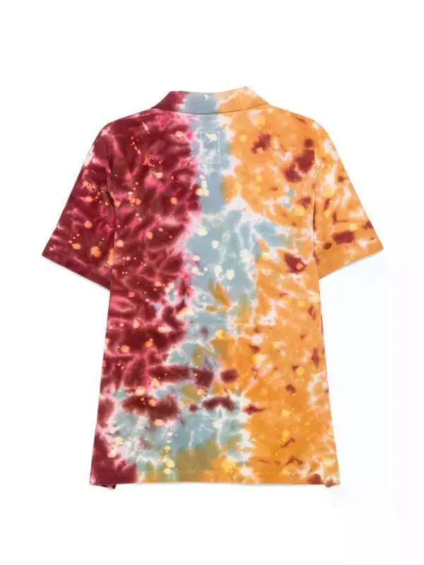 BRAIN DEAD Tie-dye Zip-up Polo Shirt - Red