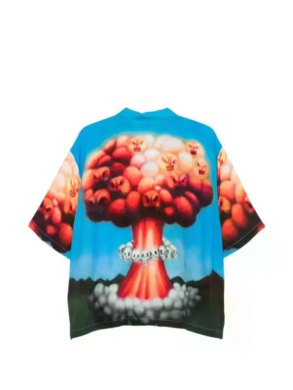 BRAIN DEAD Graphic-print Short-sleeve Shirt - Blue