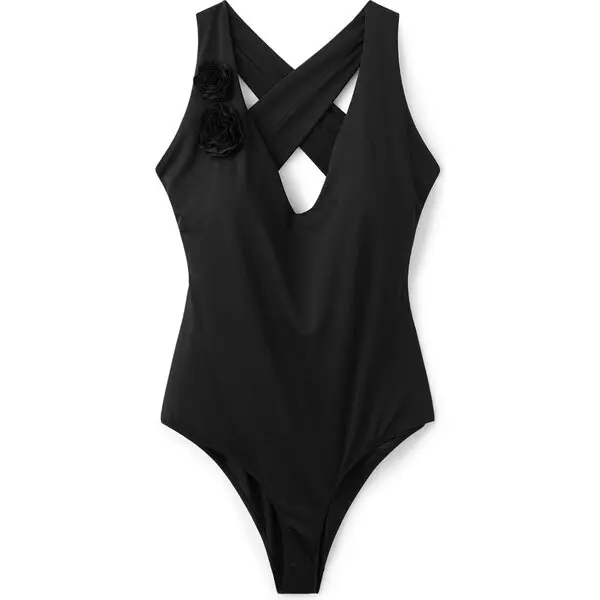 Mango Cross Back One-piece Swimsuit - Black