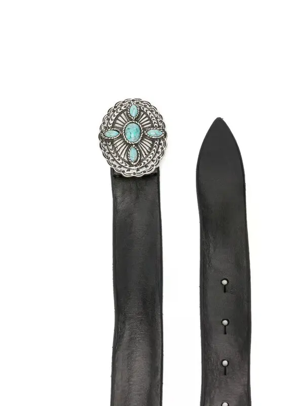 Orciani Leather Belt With Embellished Buckle - Black