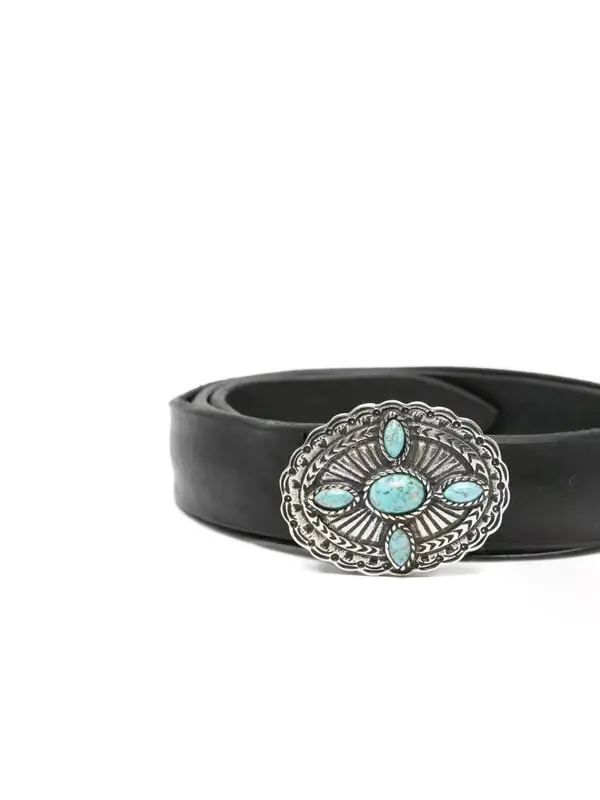 Orciani Leather Belt With Embellished Buckle - Black