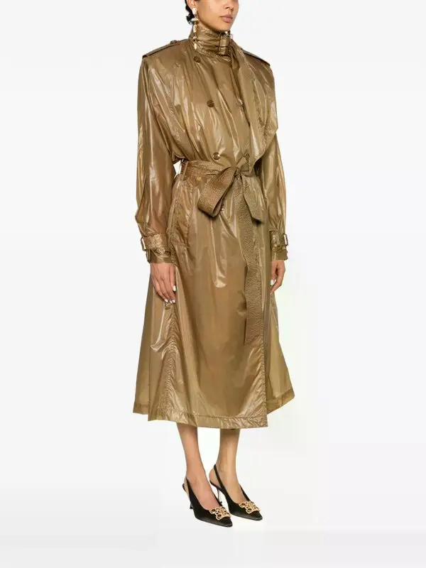 Saint Laurent Lavallière Double-breasted Belted Trench Coat - Neutrals