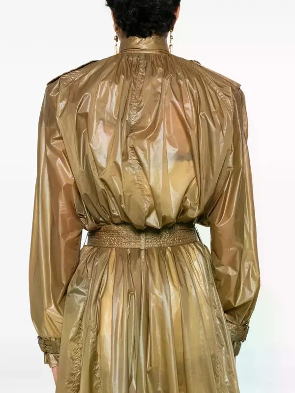 Saint Laurent Lavallière Double-breasted Belted Trench Coat - Neutrals