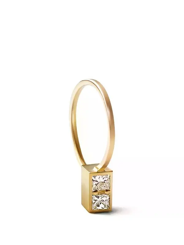 Shihara Box-shaped Diamond Hoop Earring - Gold