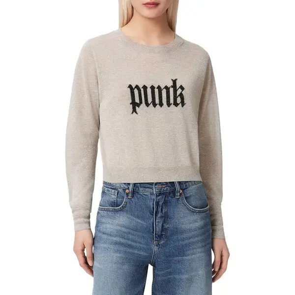 ALLSAINTS Deetz Metallic Punk Graphic Sweater - Chalk White