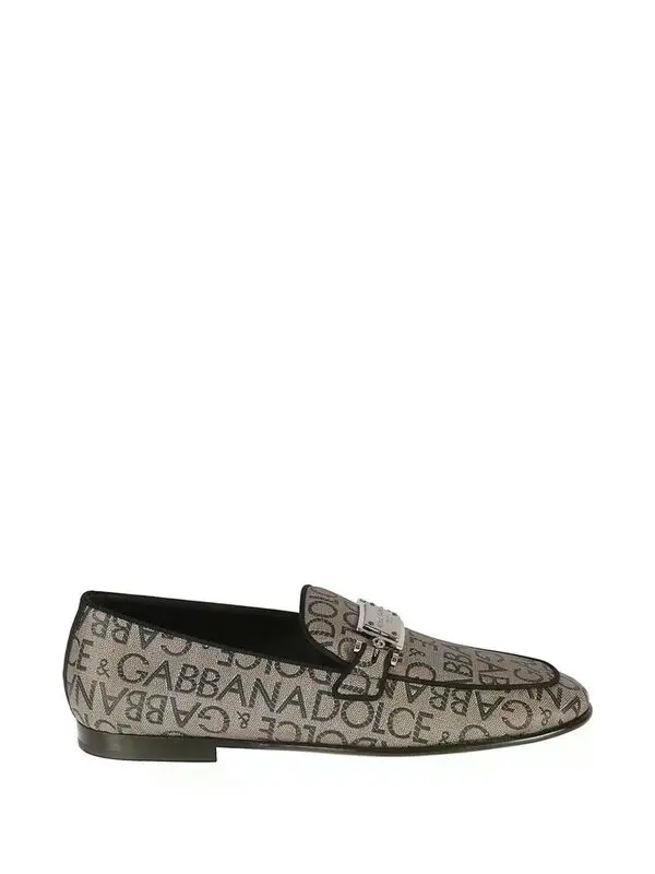 Dolce & Gabbana Logo-print Plaque Loafers - Neutrals