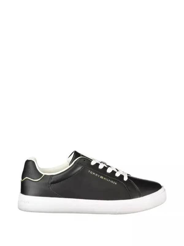 Tommy Hilfiger Logo-print Leather Sneakers - Black