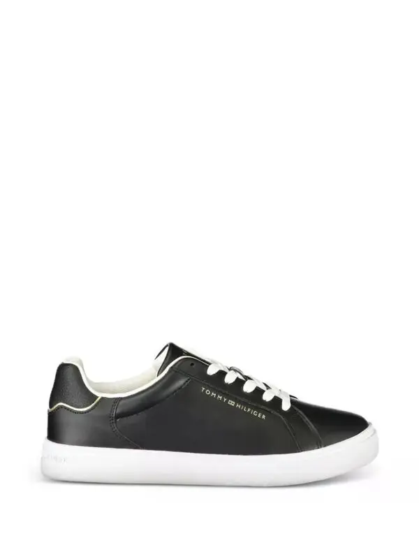 Tommy Hilfiger Logo-print Leather Sneakers - Black
