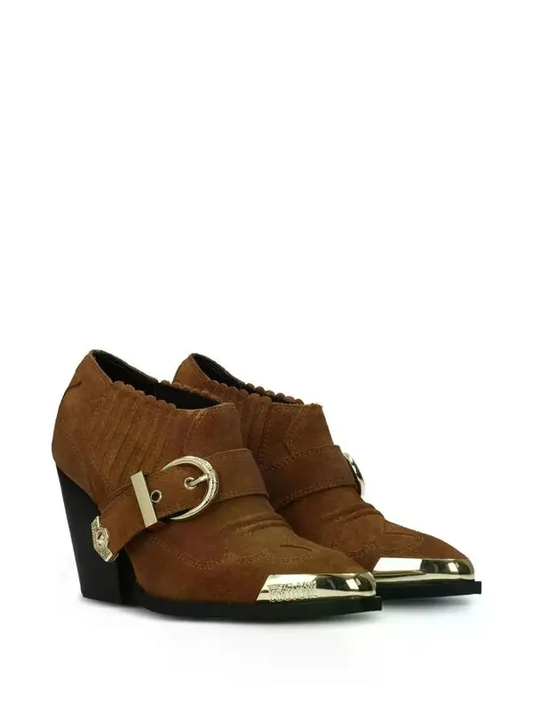 Versace Buckle-strap Suede Ankle Boots