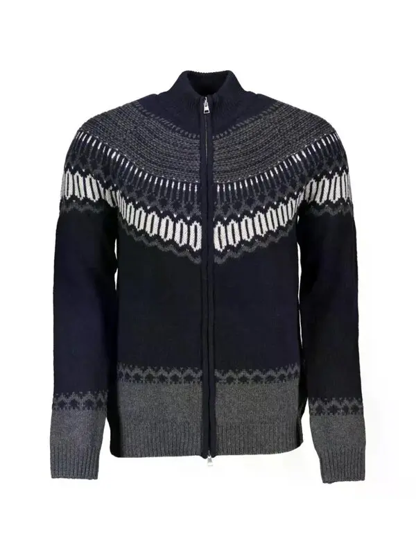 Gant Fair Isle Zip-up Cardigan - Blue