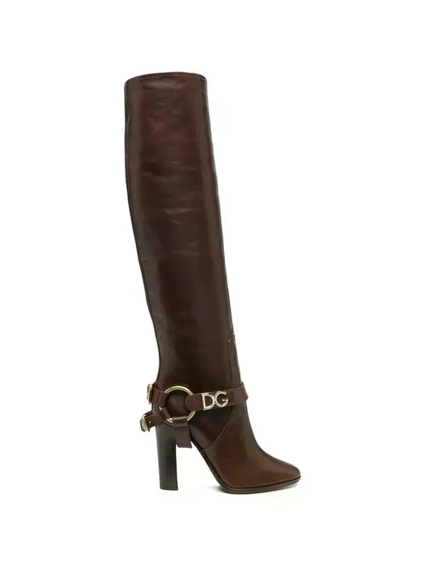 Dolce & Gabbana Dg Logo-plaque Buckled Ankle Boots - Brown