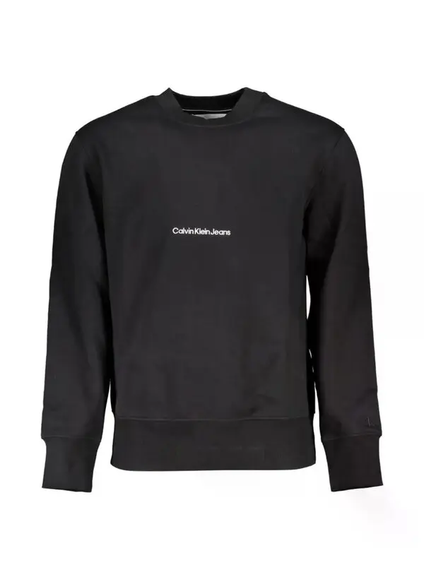 Calvin Klein Logo-embroidered Crew-neck Sweater - Black