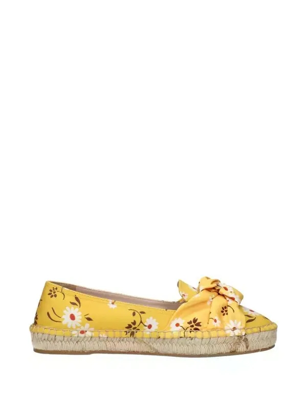 Miu Miu Floral-print Bow-detail Espadrilles - Yellow