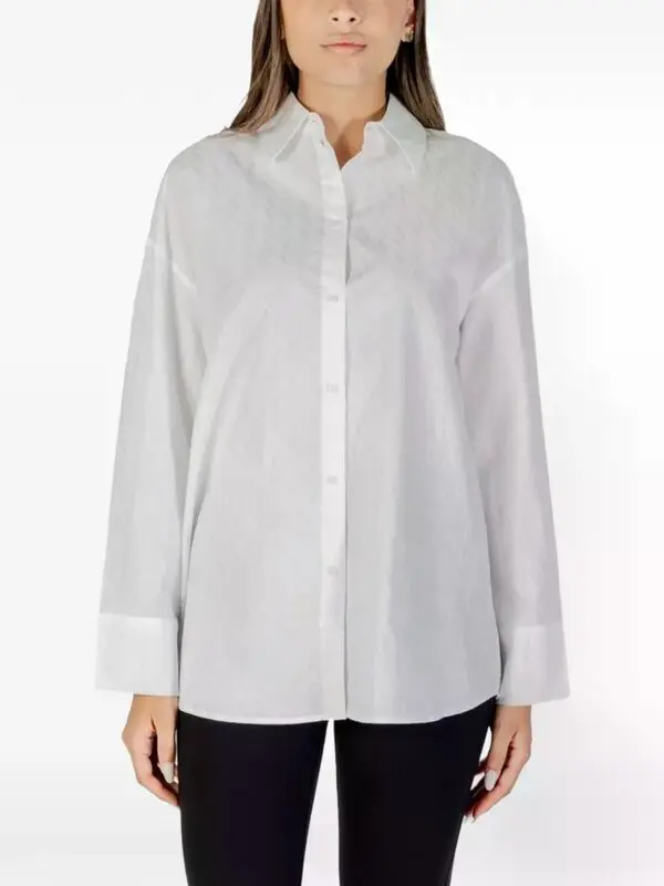 Armani Exchange Logo-jacquard Long-sleeve Shirt - White